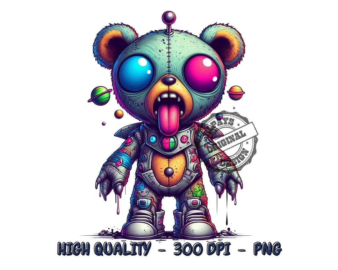 Alien Crazy Teddy Bear PNG Designs, Space Teddy Bear PNG, Teddy Bear ...