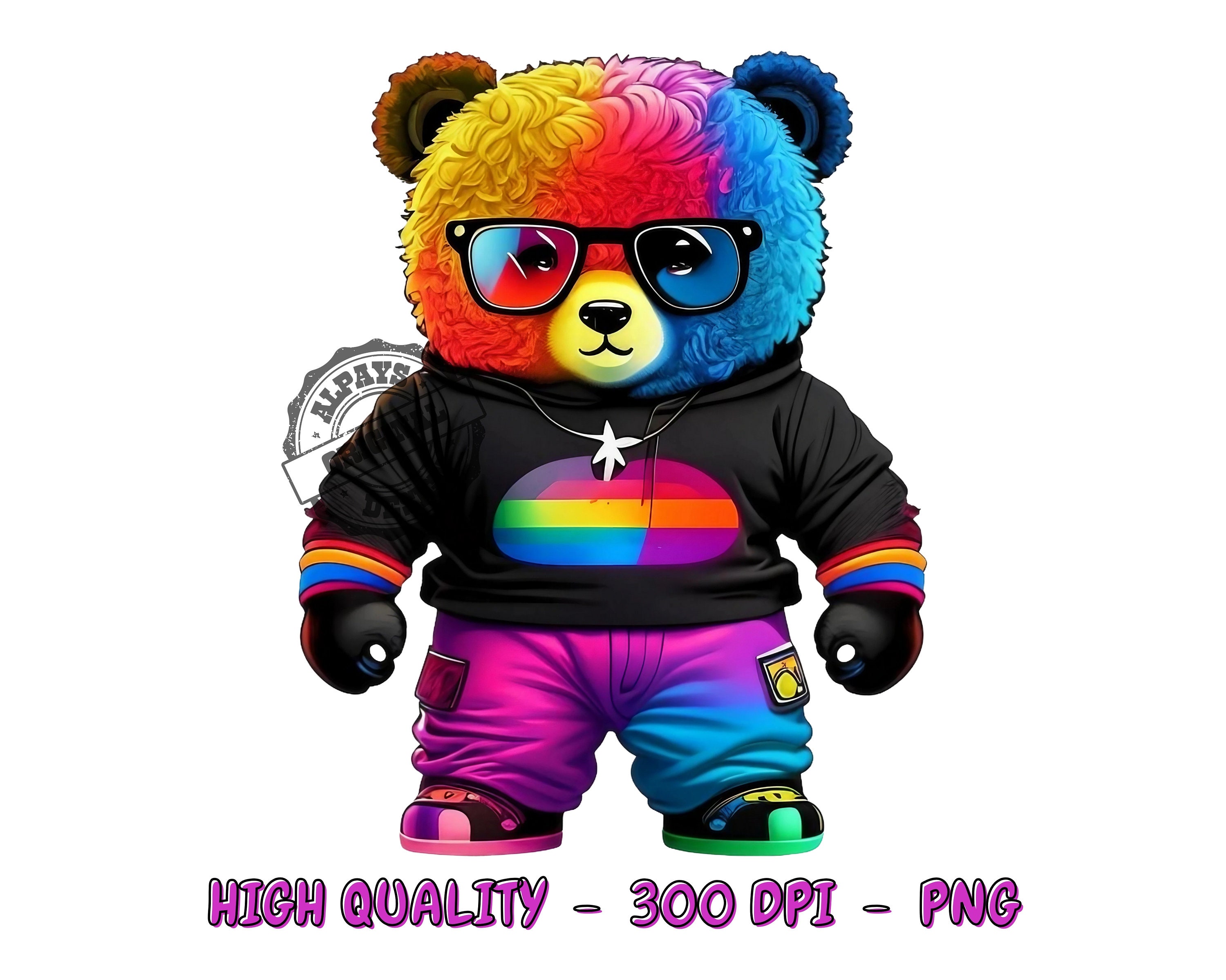 Colorful Teddy Bear Png Files for Sublimation Dtf Design Png for Print ...