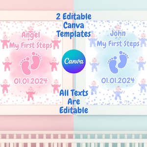My First Steps Editable Canva Template, for My Baby, 5 Size Template ...