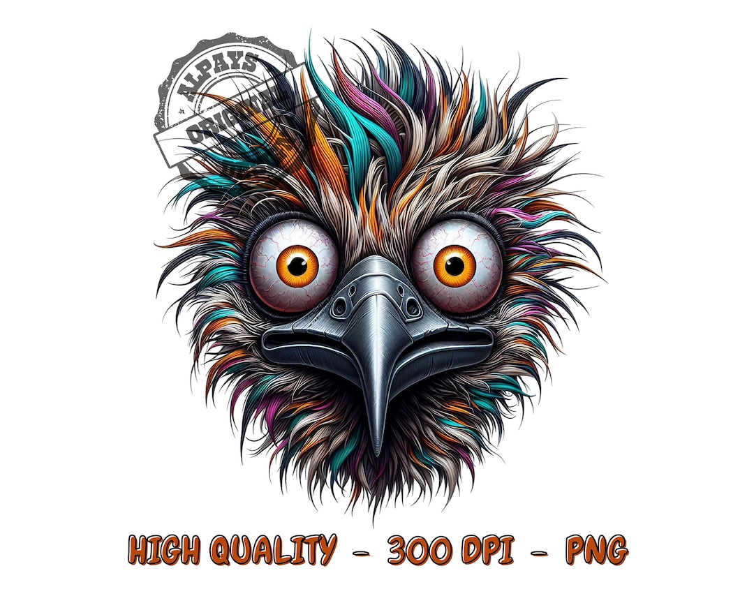 Crazy Bird Face PNG for Shirt, Angry Bird Tshirt Designs, Colorful Bird ...