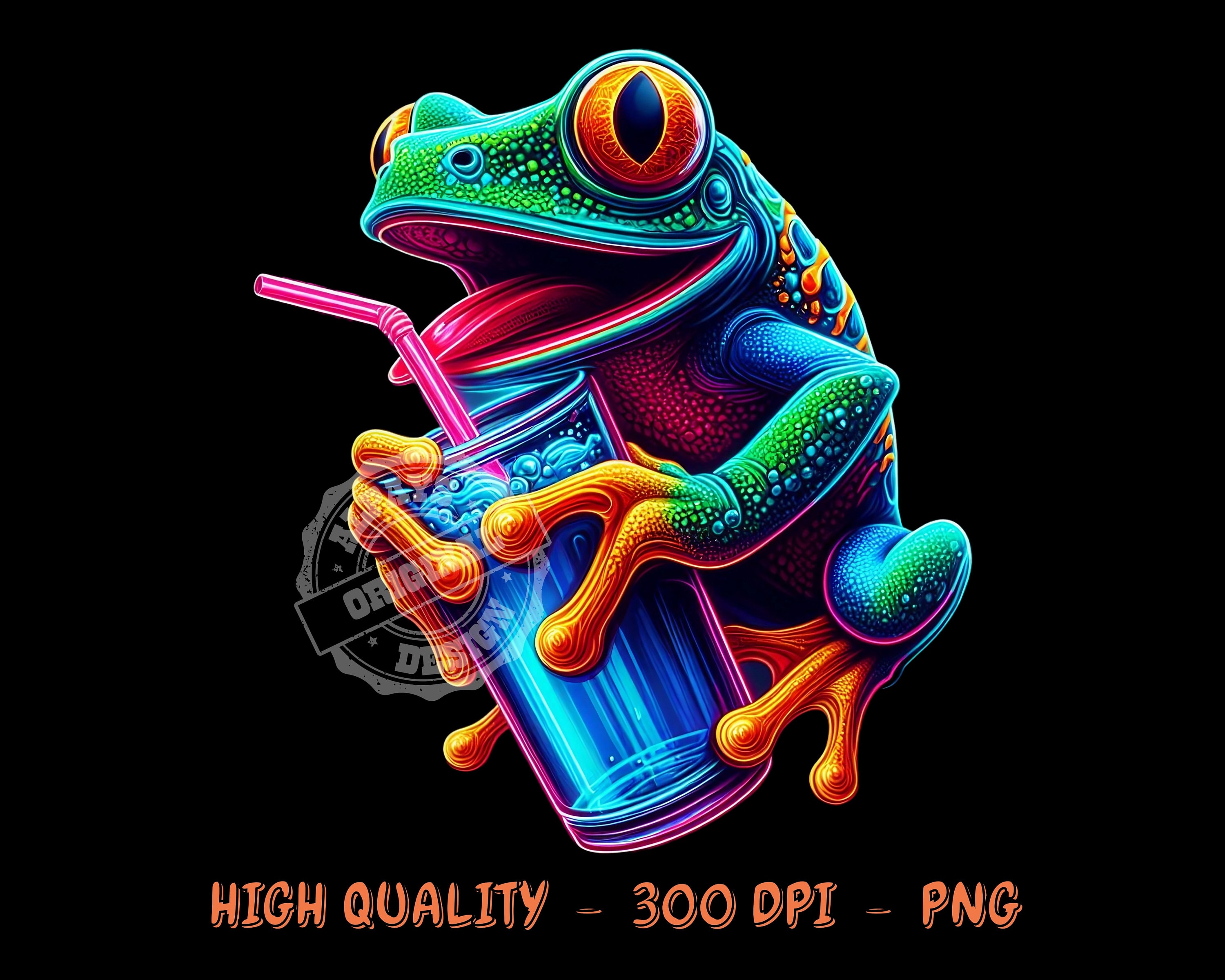 Neon Frog Png Files for Sublimation, Neon Frog Shirt Png,300 Dpi Neon ...