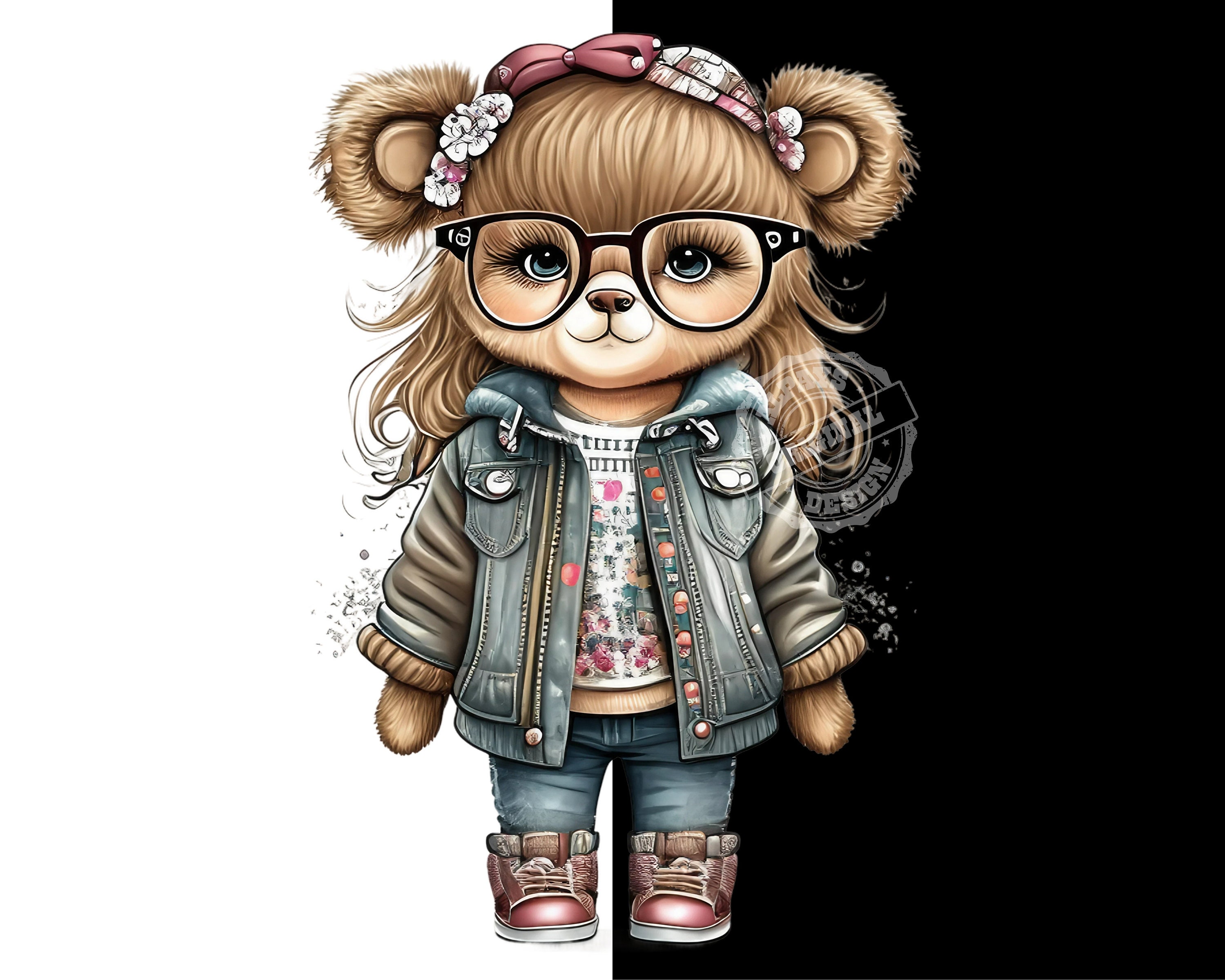 Cute Girl Teddy Bear Png Files for Sublimation Shirt Designs 300 Dpi ...