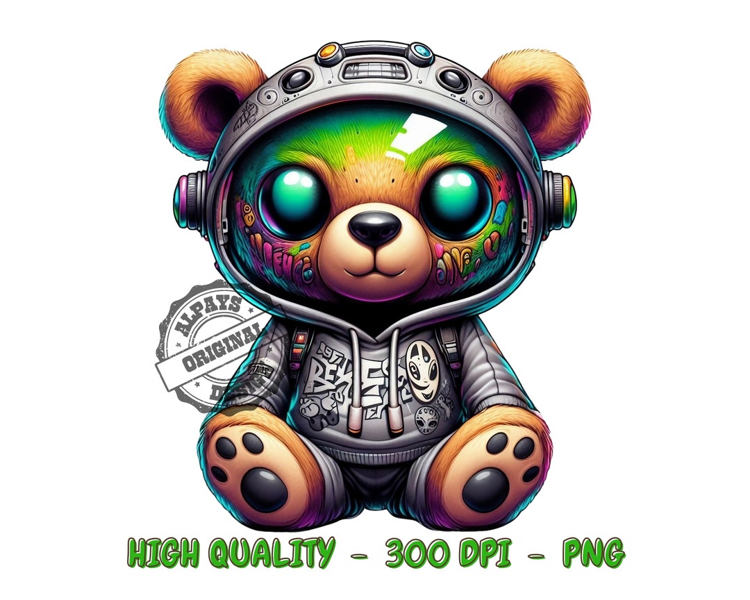 Cute Astronaut Teddy Bear PNG, Alien Teddy Bear PNG for Sublimation ...