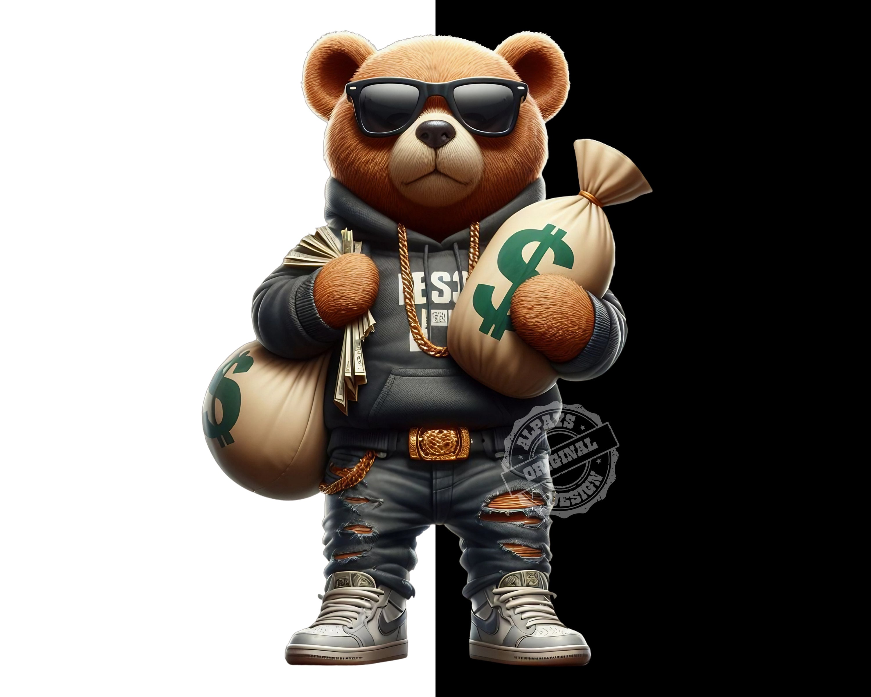 Cool Teddy Bear Holding Money, Hip Hop Teddy Bear, Graffiti Teddy Bear ...