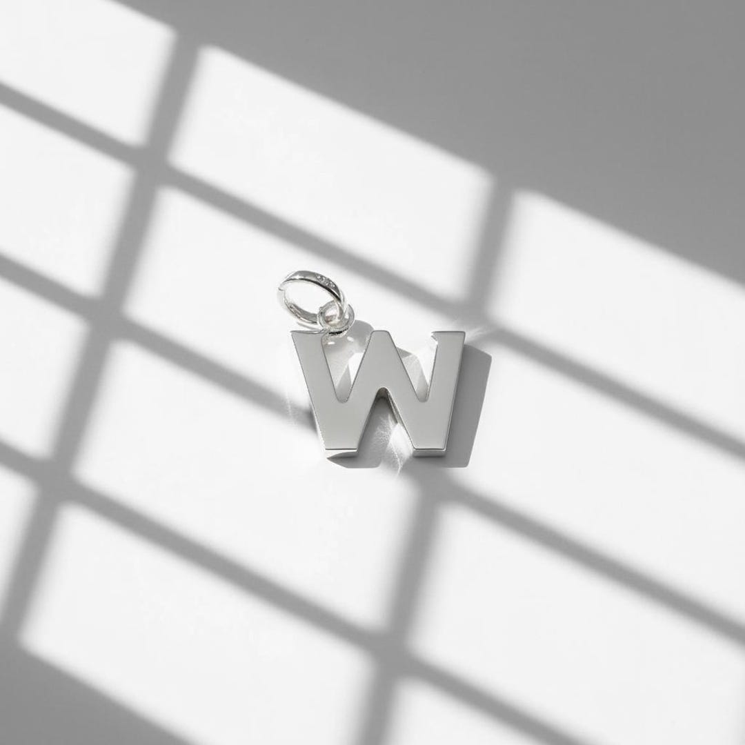 Letter W Charm - Initial Pendant - Alphabet Charm | Sterling Silver 925 ...
