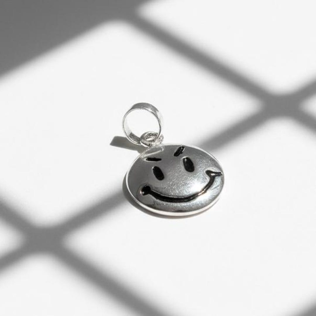 Sterling Silver Angry Smiley Face Charm, Mischief Emoji Charm - Etsy