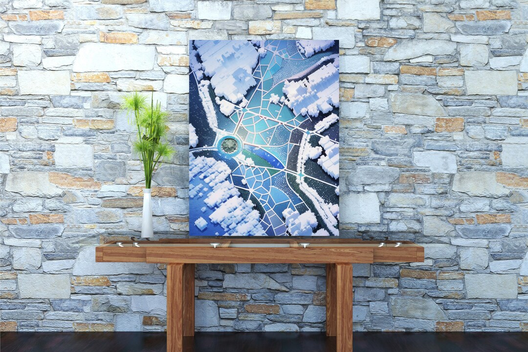 Blue City Abstract Art Painting - Unique Home Decor Modern Gallery Wall ...