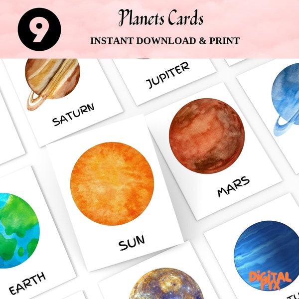 Planets Flash Cards - Etsy