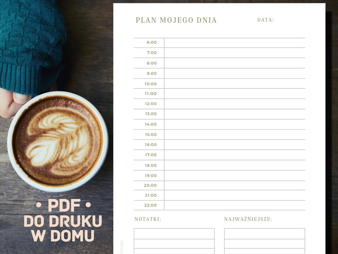 Timeboxing Printable Diary, Timeboxing Planner in Polish, Polish ...