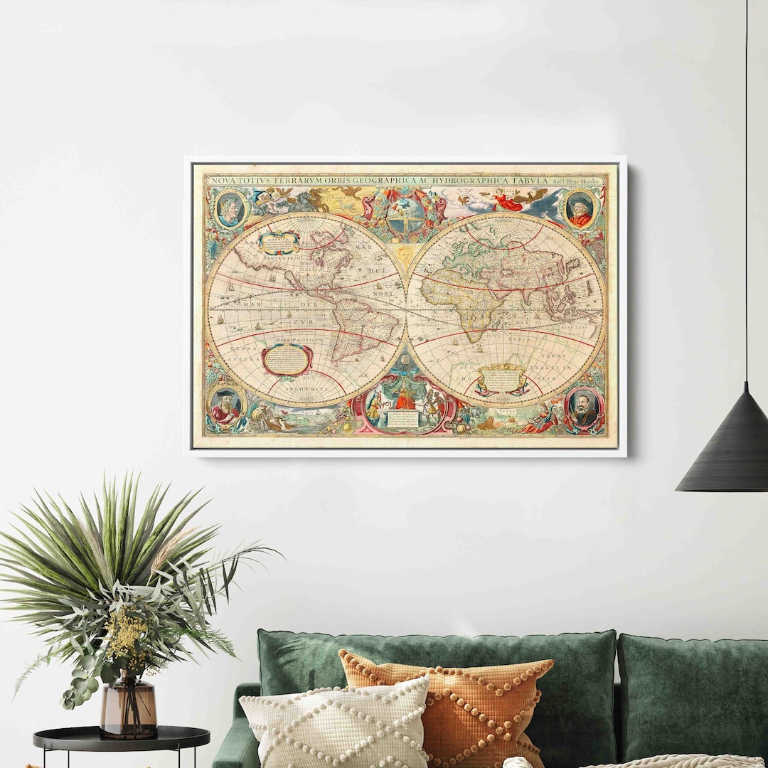 Old World Map Canvas, 1660 Antique Map Poster Reproduction Wall Art ...