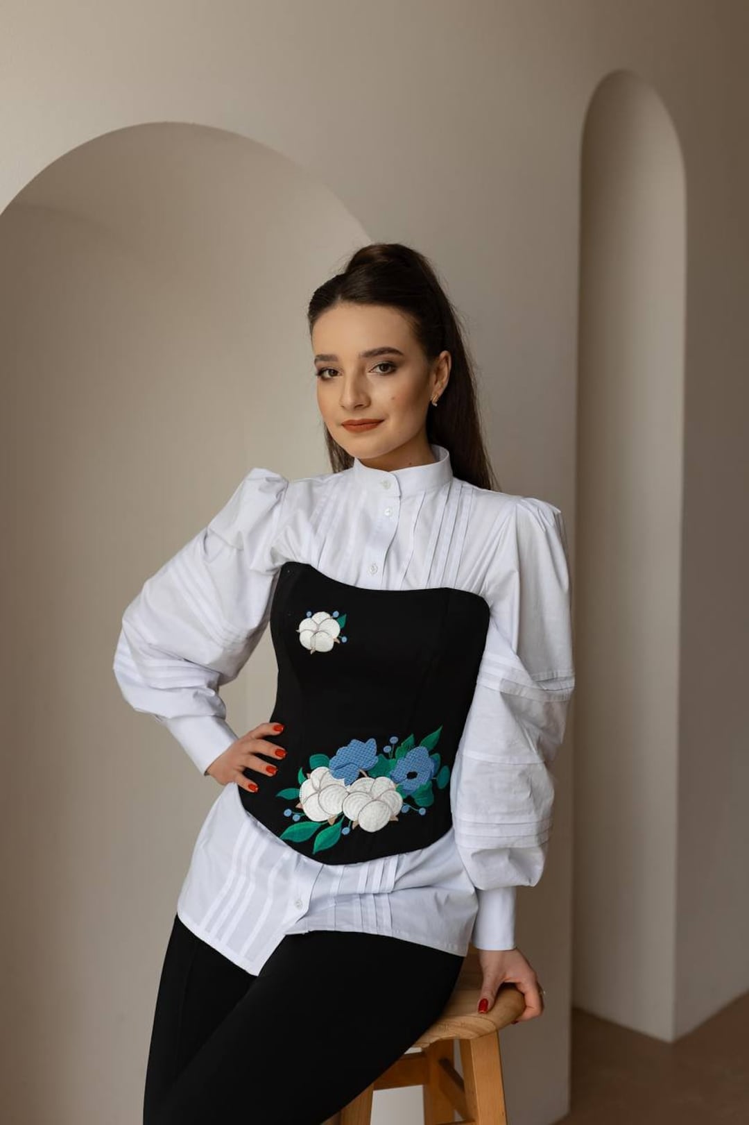 Embroidered Corset/ Black Corset / Prom Corset/ Gift for Her - Etsy