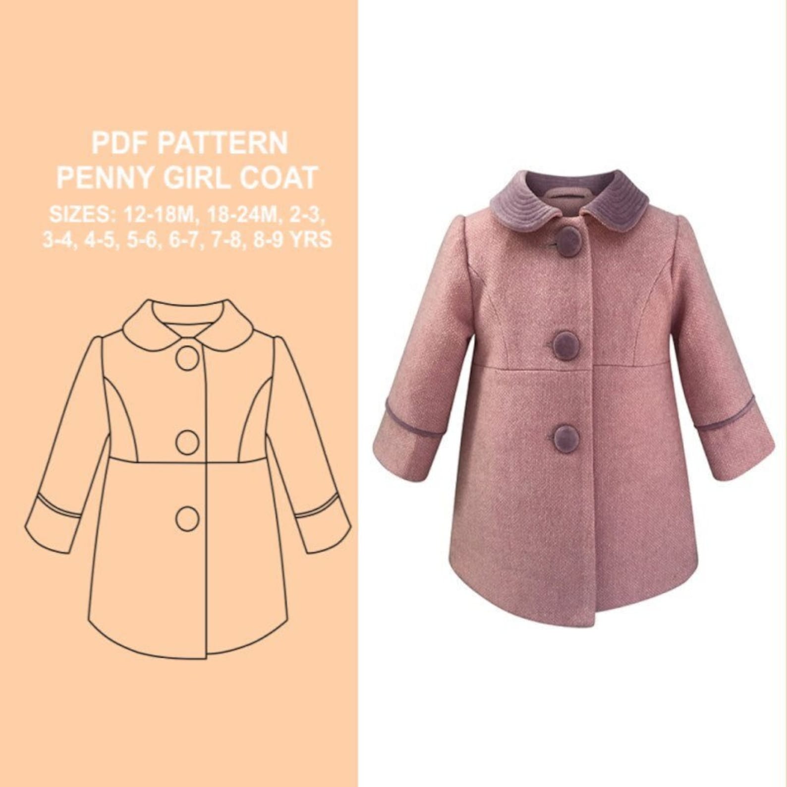 PENNY Girls Coat PDF Pattern - With Sewing Instructions - Etsy