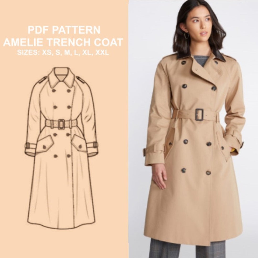 AMELIE Woman Trench PDF Pattern - With Sewing Instructions - Etsy