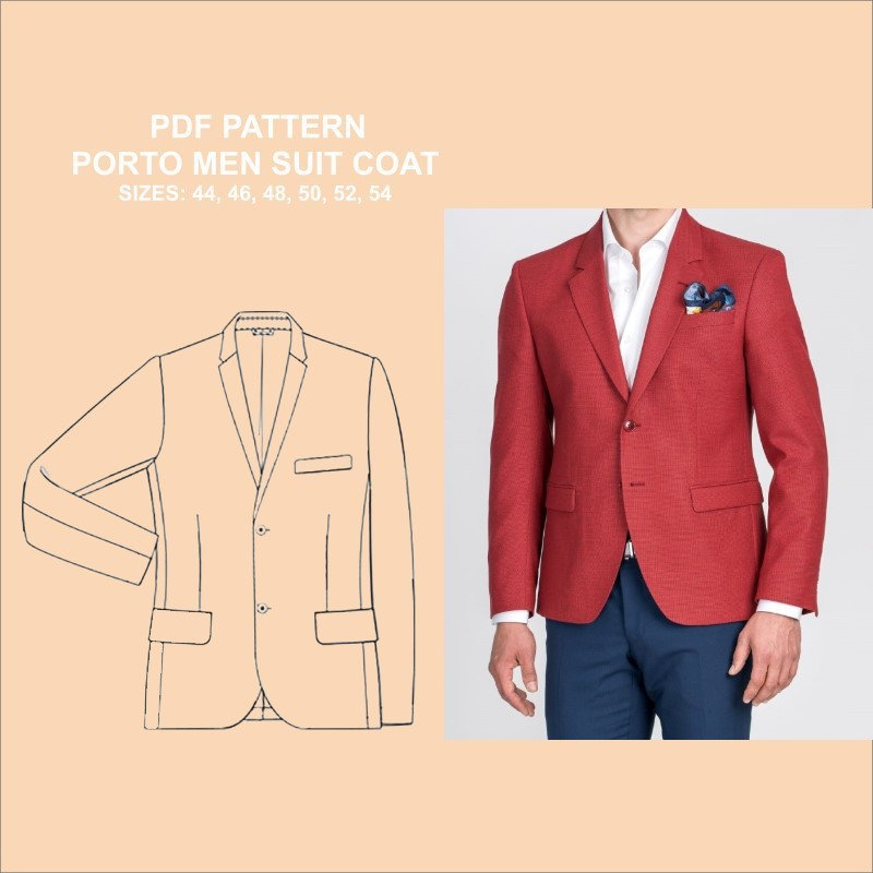 PORTO Men Suit Coat PDF Pattern – With Sewing Instructions - Etsy