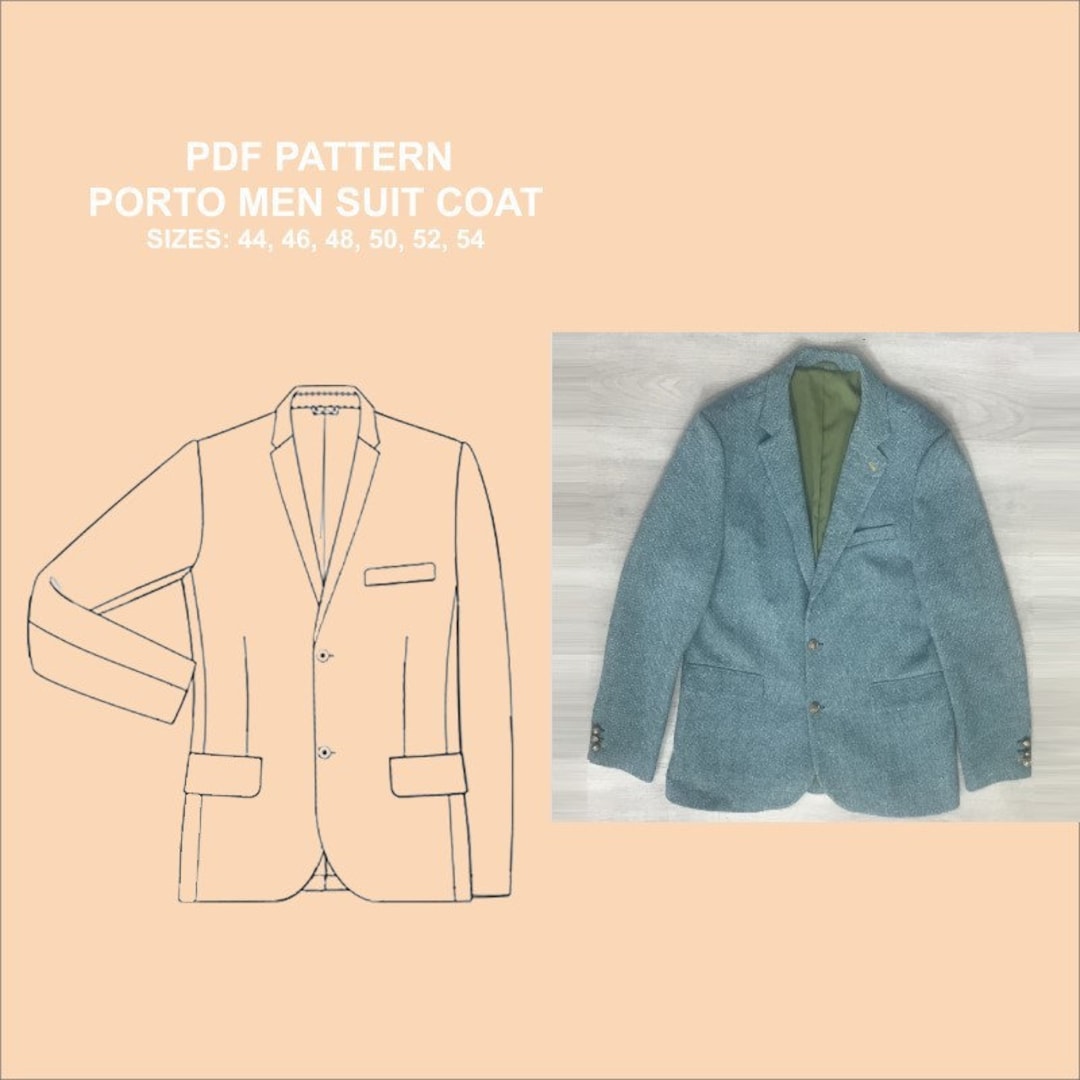 PORTO Men Suit Coat PDF Pattern With Sewing Instructions - Etsy