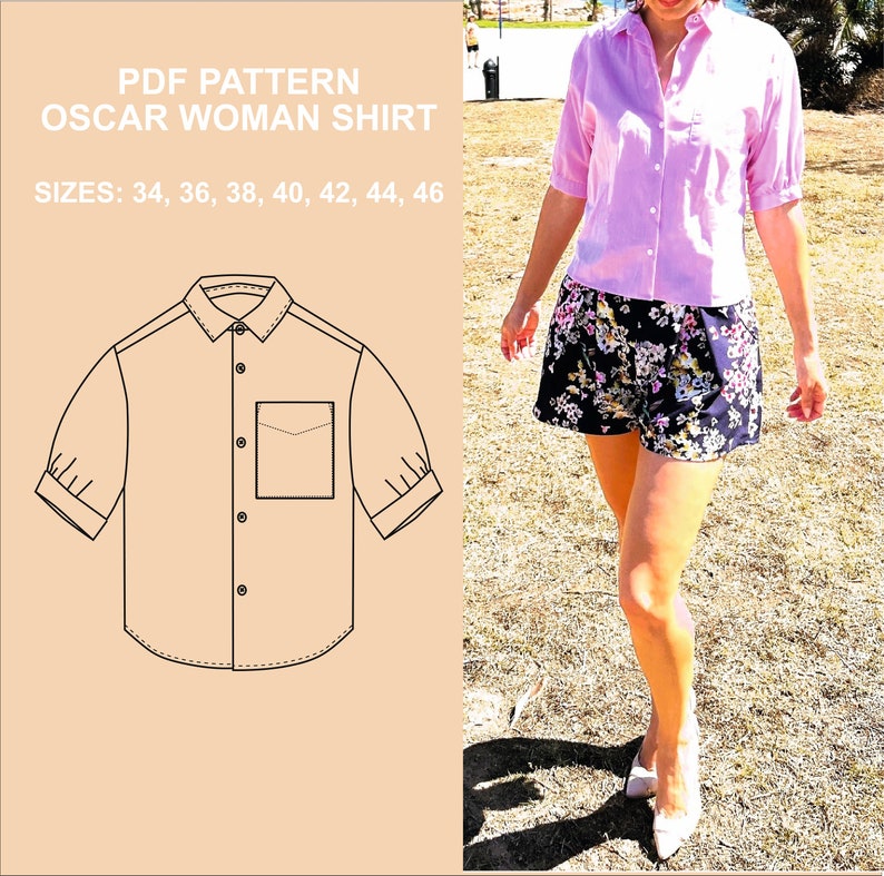 OSCAR Woman Shirt PDF Pattern - With Sewing Instructions - Etsy