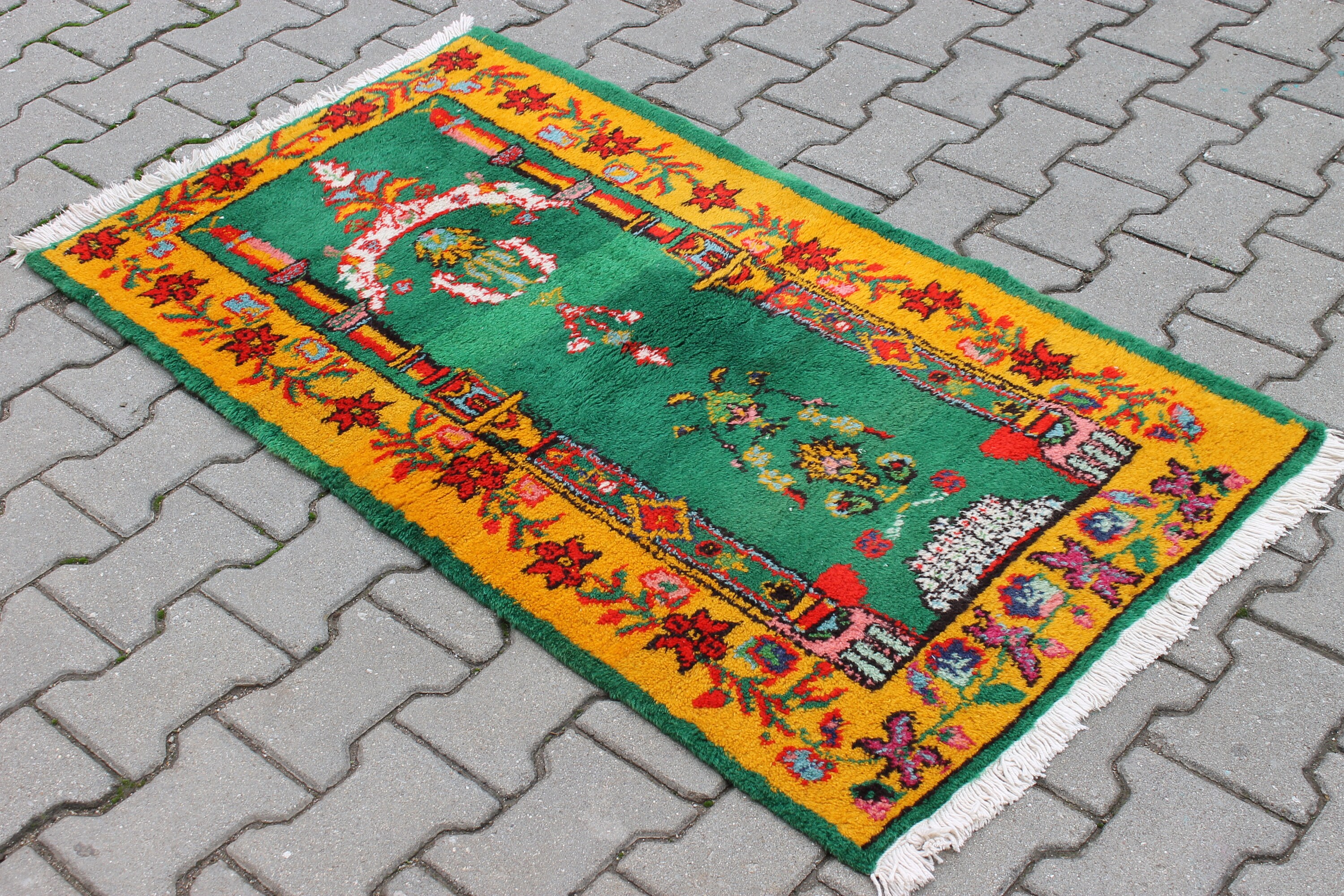 2x4 Turkish Handmade Prayer Rug, Muslim Prayer Oriental Rug, Antique ...