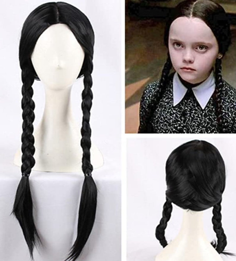 Custom Made Wednesday Addams Wig Double Black Braided Kid Wigs - Etsy