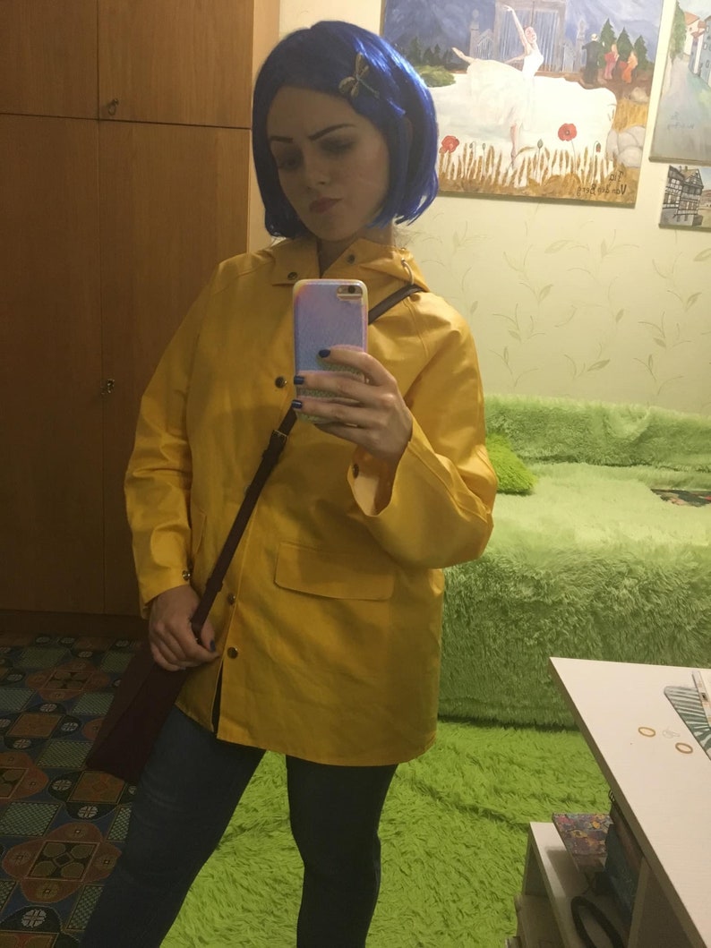 Coraline Coraline Jones Cosplay Costume Outfits Yellow Hooded Etsy Uk