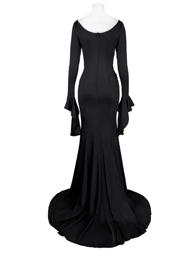 Wednesday Addams Family Morticia Cosplay Costume Wig Black Sexy up Slim ...