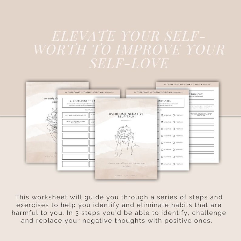 Overcome Negative Self-talk: Digital and Printable Worksheet for ...