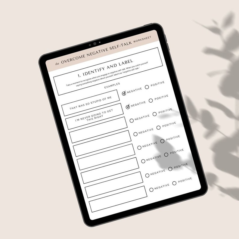 Overcome Negative Self-talk: Digital and Printable Worksheet for ...