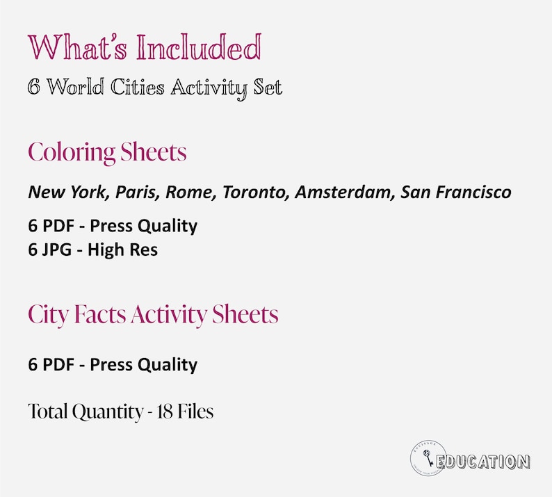 World Cities Coloring Activity Sheets, Coloring Sheets, Educational ...