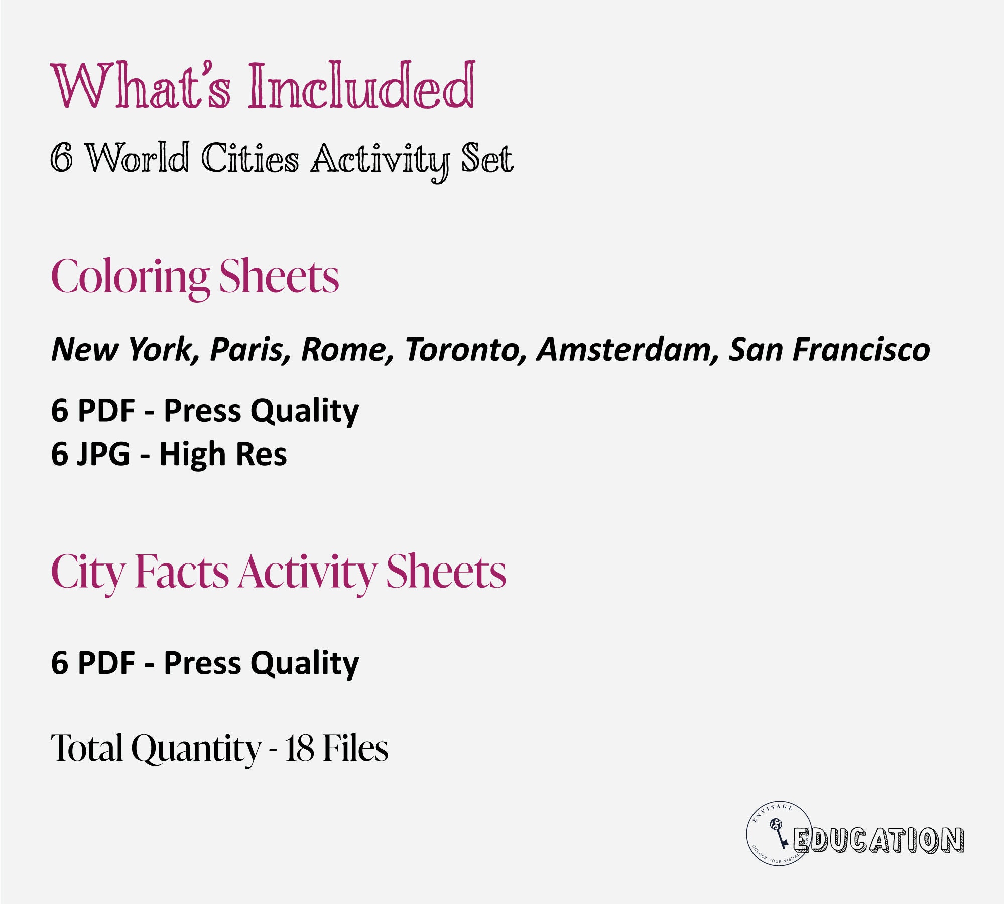 World Cities Coloring Activity Sheets, Coloring Sheets, Educational ...