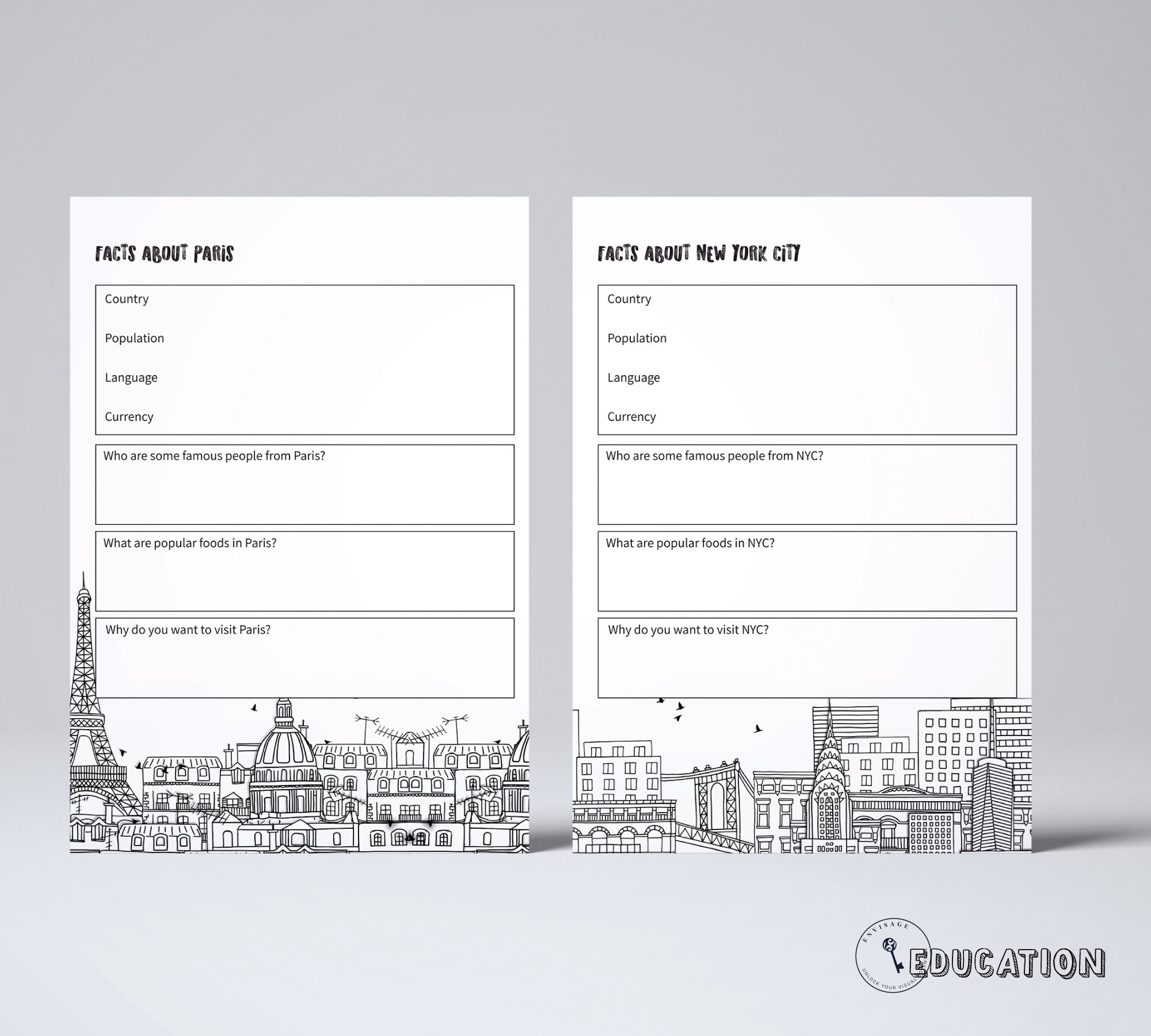 World Cities Coloring Activity Sheets, Coloring Sheets, Educational ...