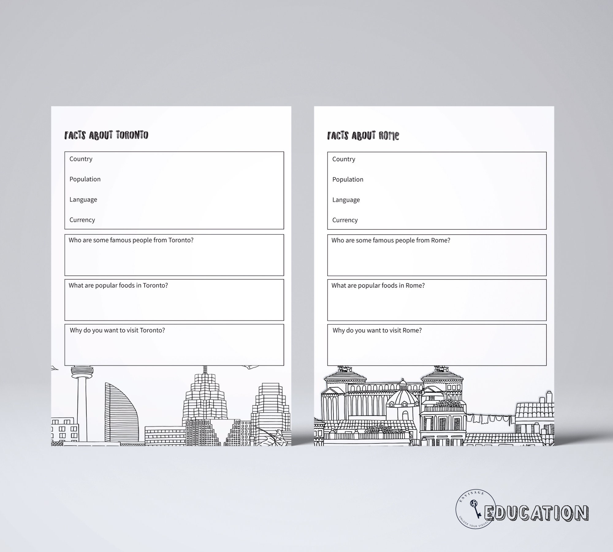 World Cities Coloring Activity Sheets, Coloring Sheets, Educational ...