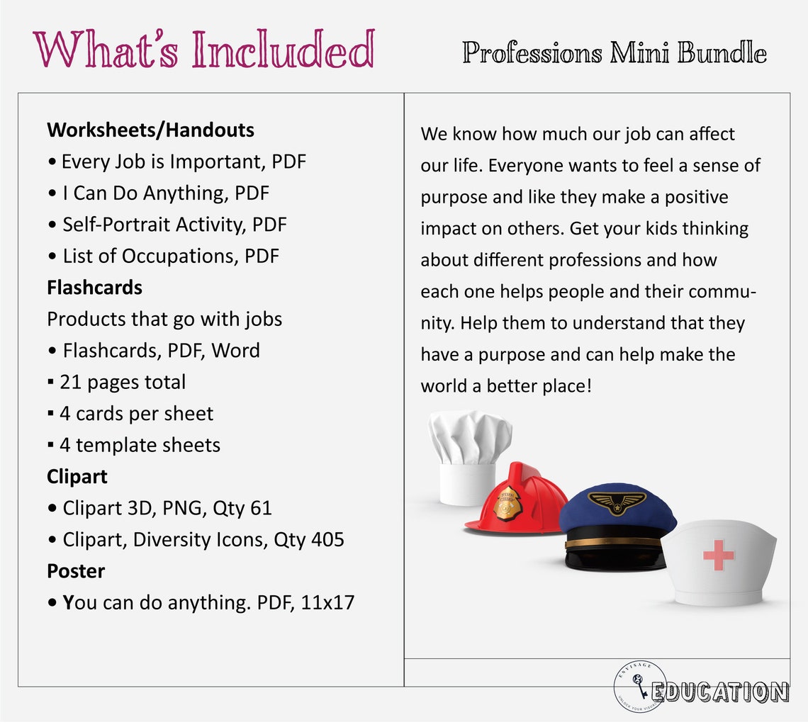 Occupations Educational Printables, Occupations Clipart, Classroom ...