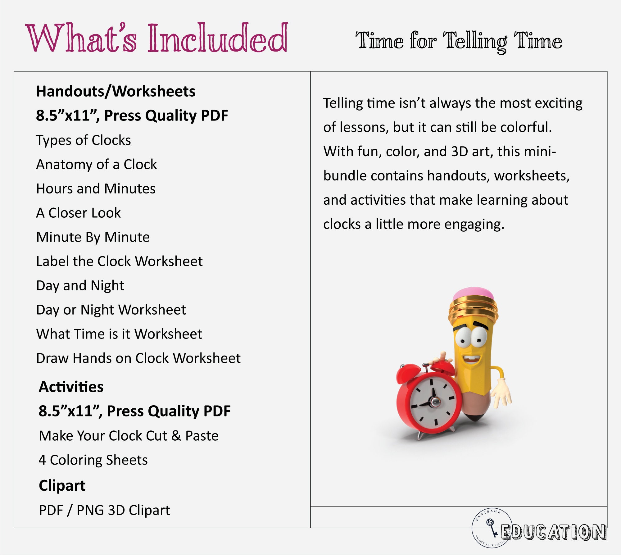How to Tell Time Educational Printables, Telling Time, Clock Clipart ...