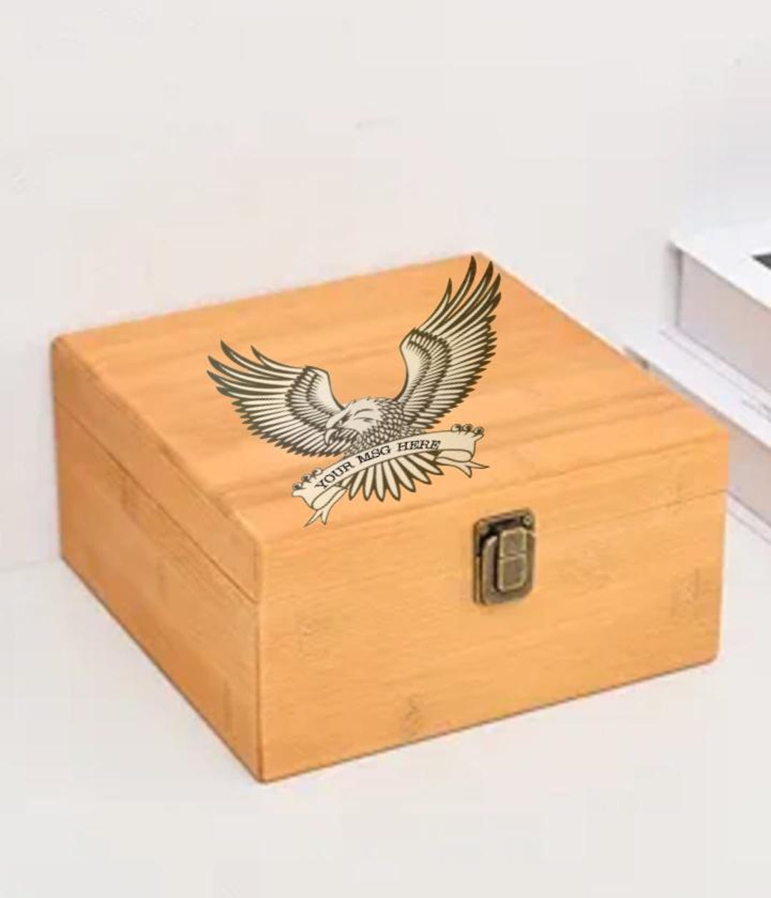 Custom Wood Storage Box Pine Wood With Clasp Photo Box Keepsake Box ...