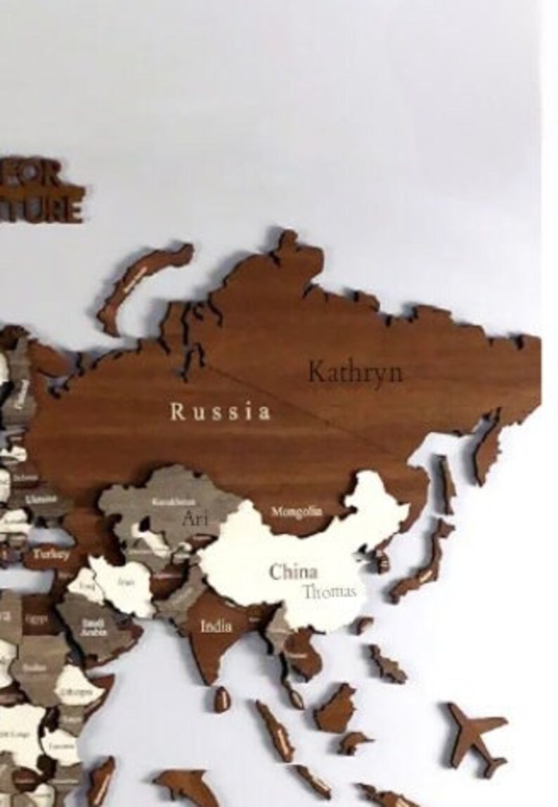 Custom Wooden 3D World Map Family Tree Wall Art Decor Hand Laser ...