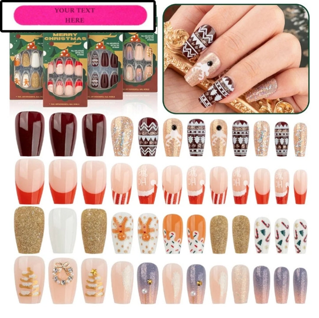 96PCS Miss Claws Christmas Nails Press on Manicure Gift Set With Custom ...