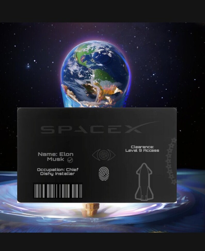Spacex ID Card Hand Engraved Cosplay ID Astronaut Gift Movie Prop - Etsy