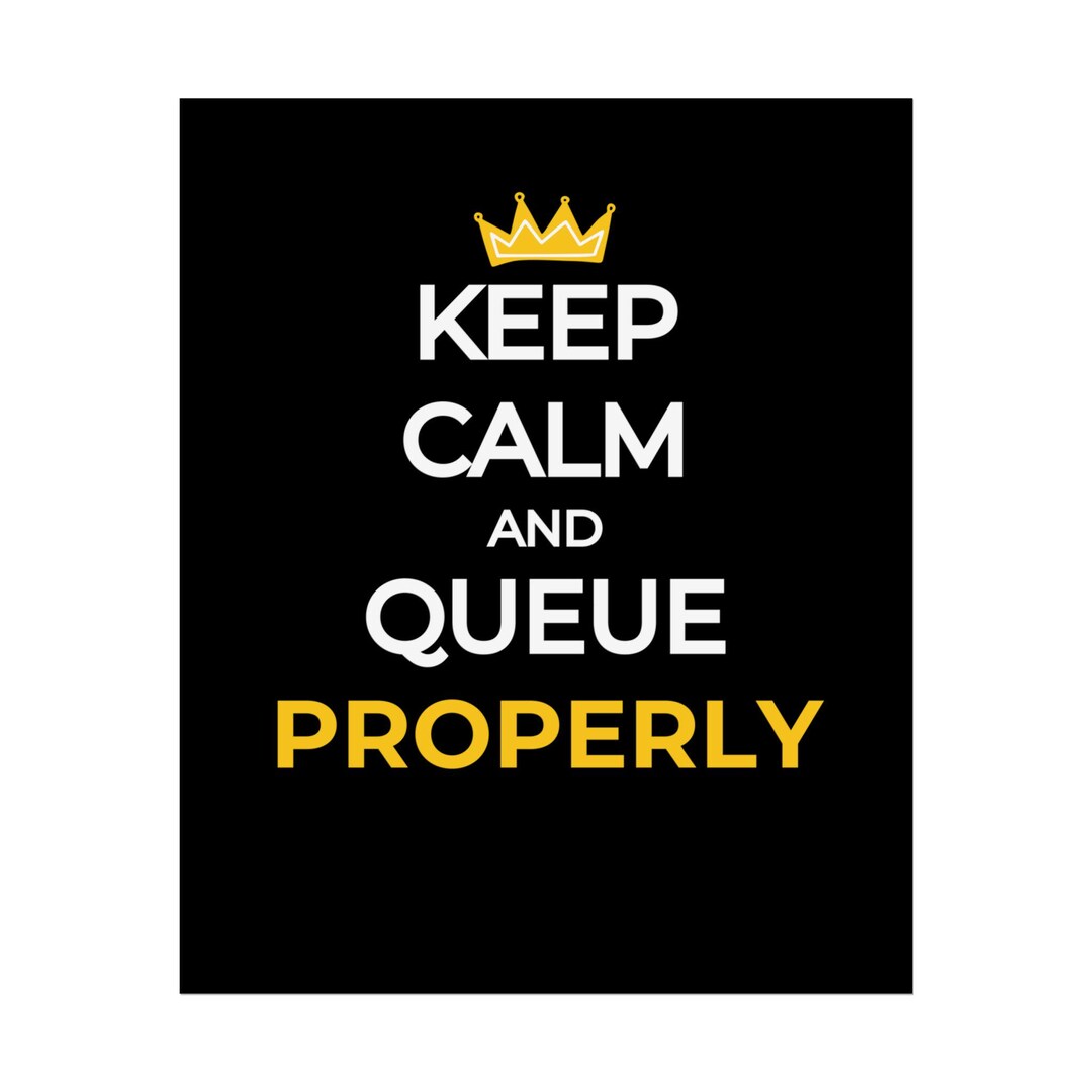 Keep Calm and Queue Properly Print | British Humor Poster - Etsy