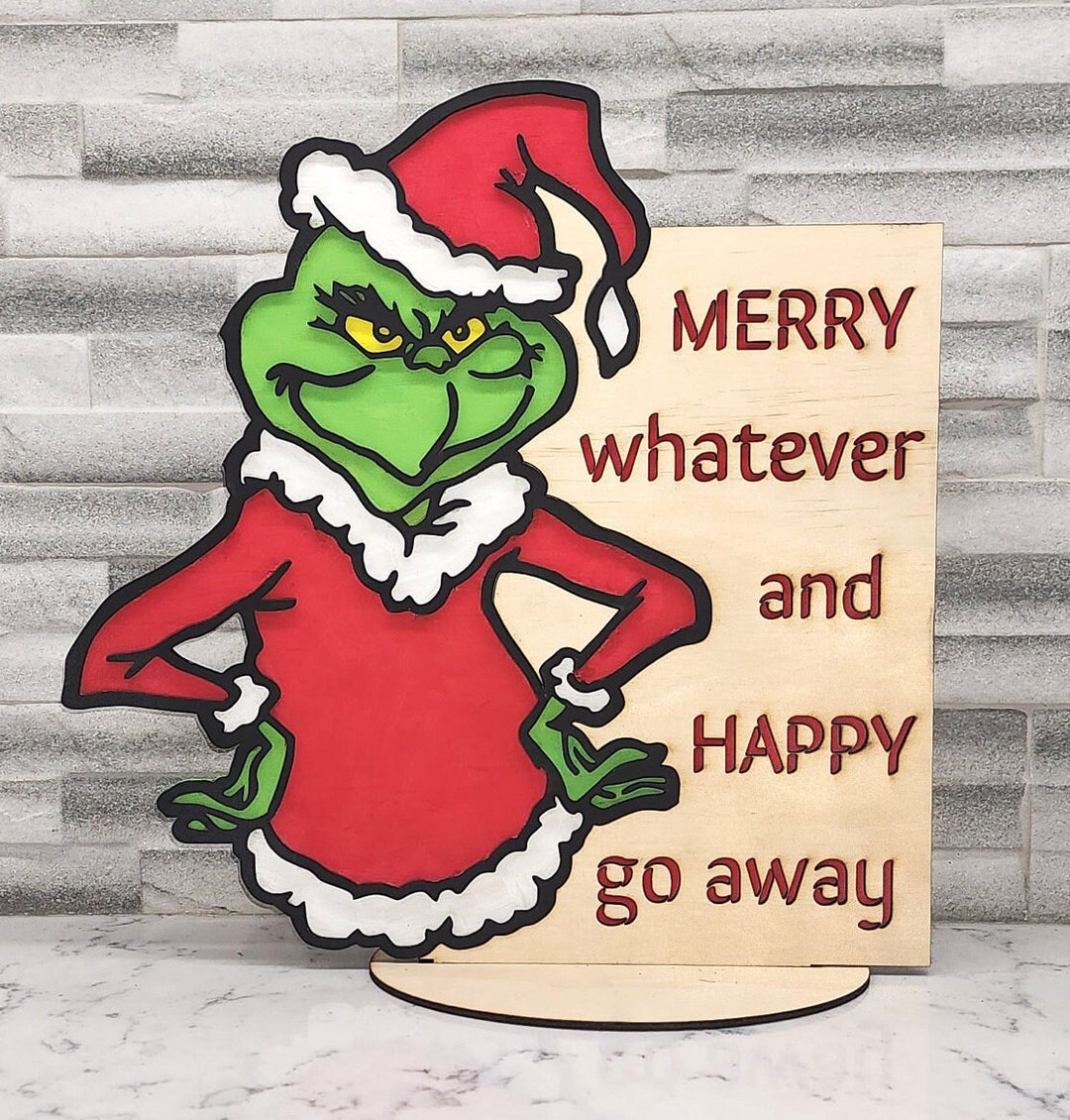 Grinch Christmas Stand-up Decoration. Laser Cut File (SVG) for 3mm Wood ...