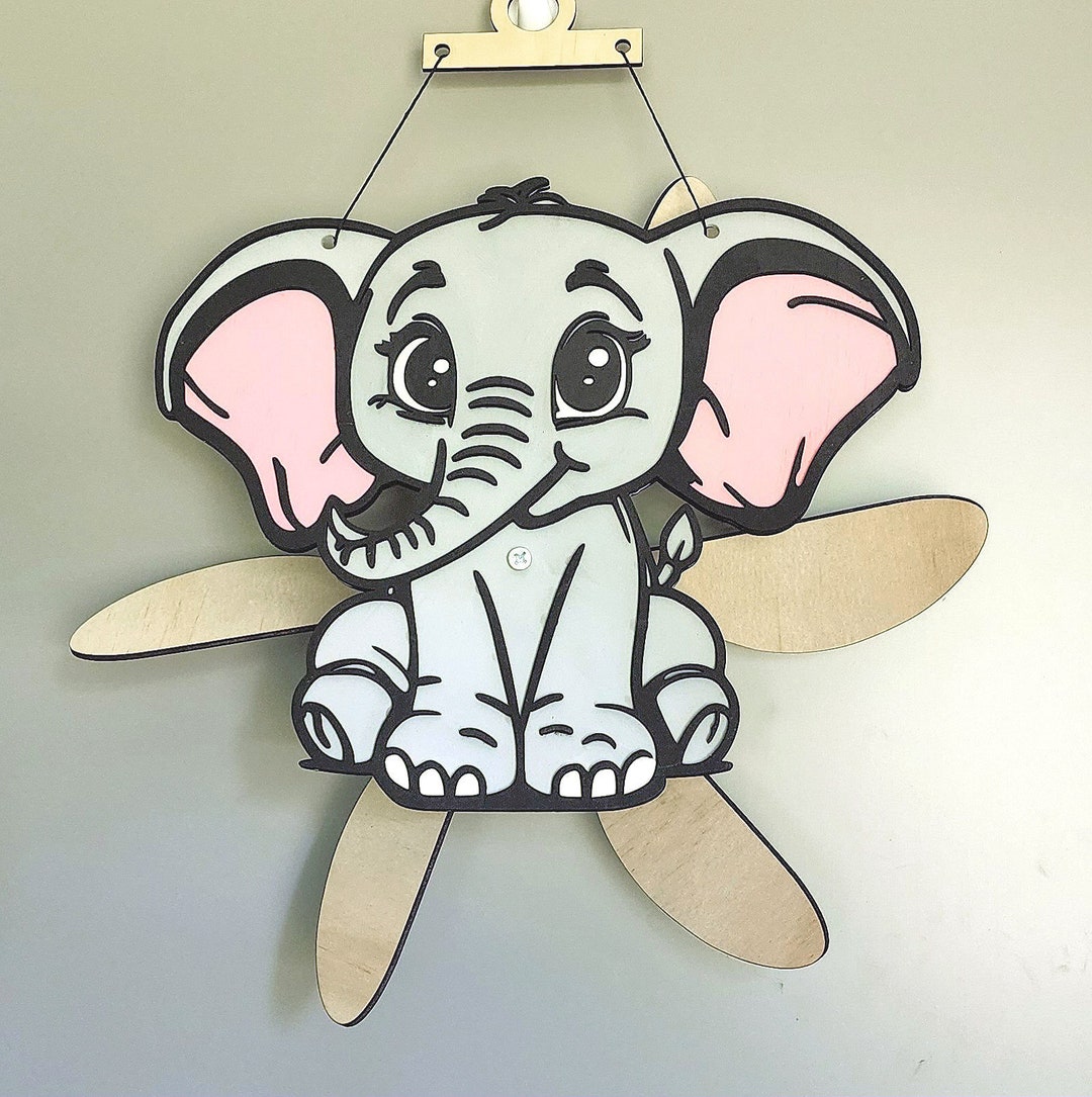 Elephant Wind Spinner, Laser Cut File for 3mm Wood, SVG Instant ...