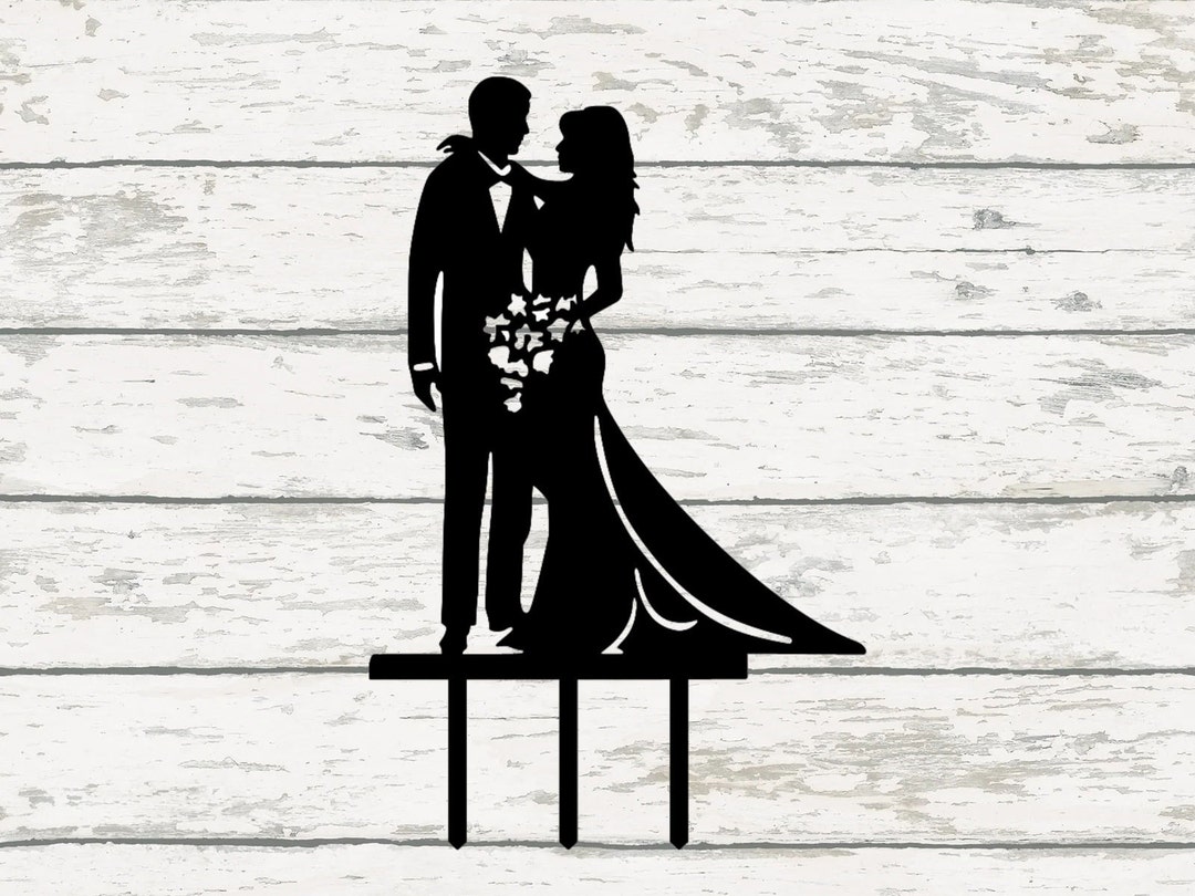 Bride and Groom Wedding Cake Topper, SVG Instant Download - Etsy