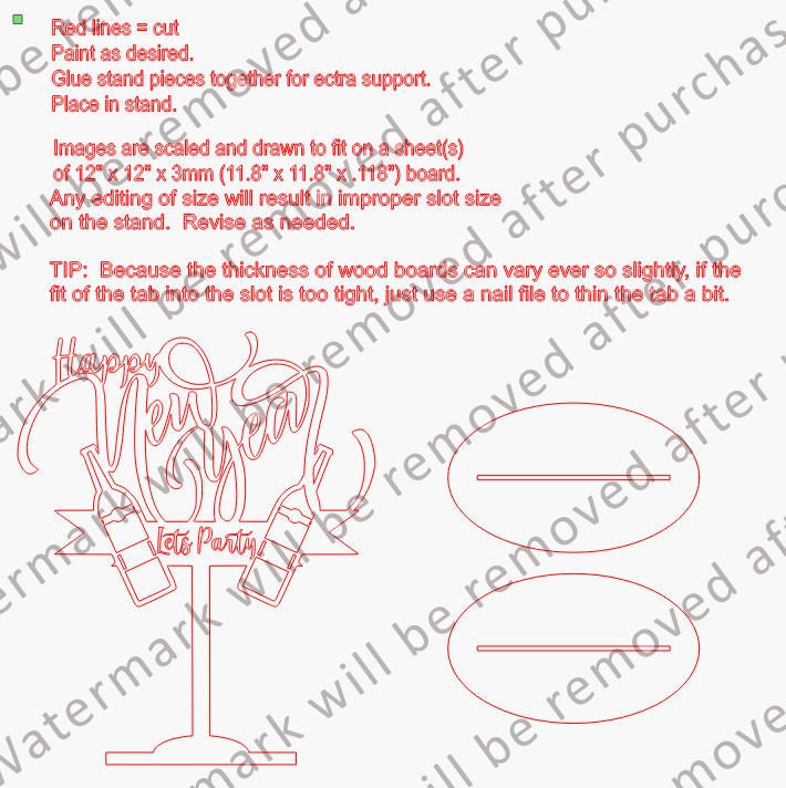 Happy New Year Table Centerpiece, Laser Cut File for 3mm Wood, SVG ...