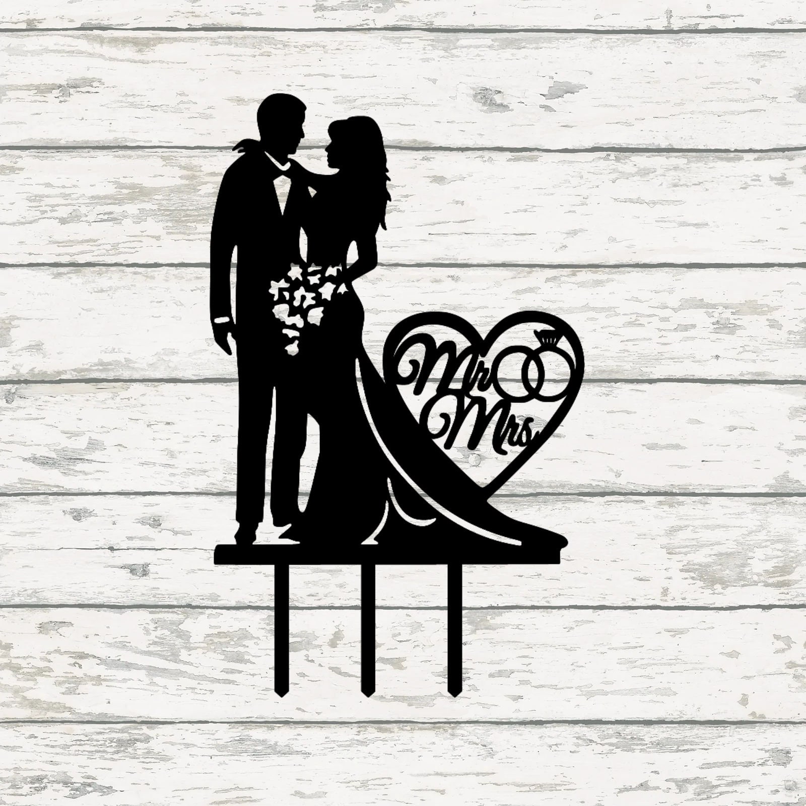 Bride and Groom Wedding Cake Topper SVG Instant Download - Etsy