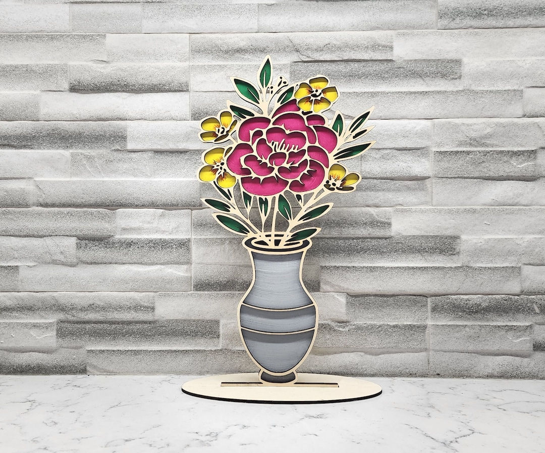 Floral Table Centerpiece Laser Cut File for 3mm Wood, Available in SVG ...
