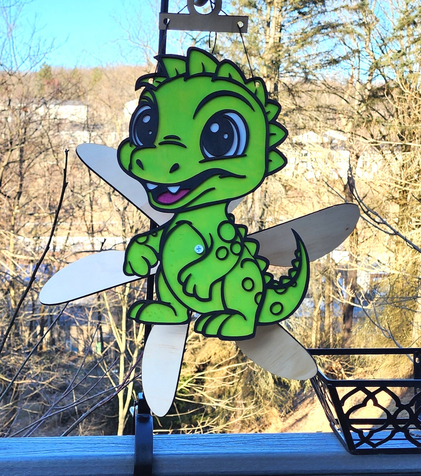 Dinosaur Wind Spinner, Laser Cut File for 3mm Wood, SVG Instant ...