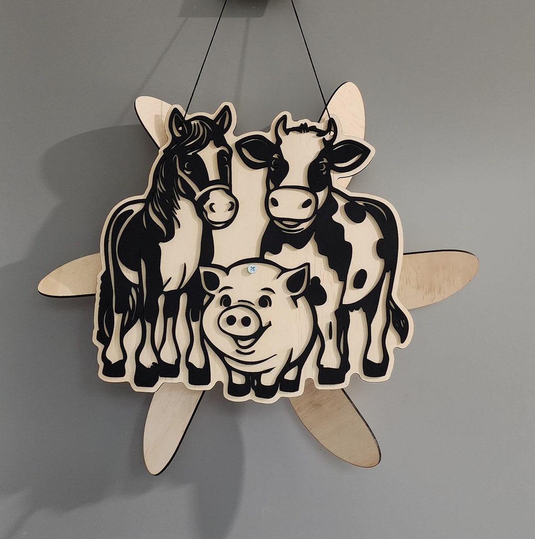 Farm Animals Wind Spinner, Laser Cut File for 3mm Wood, SVG Instant ...