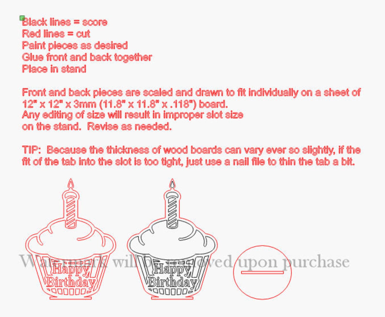 Happy Birthday Table Centerpiece Laser Cut File for 3mm Wood, Available ...