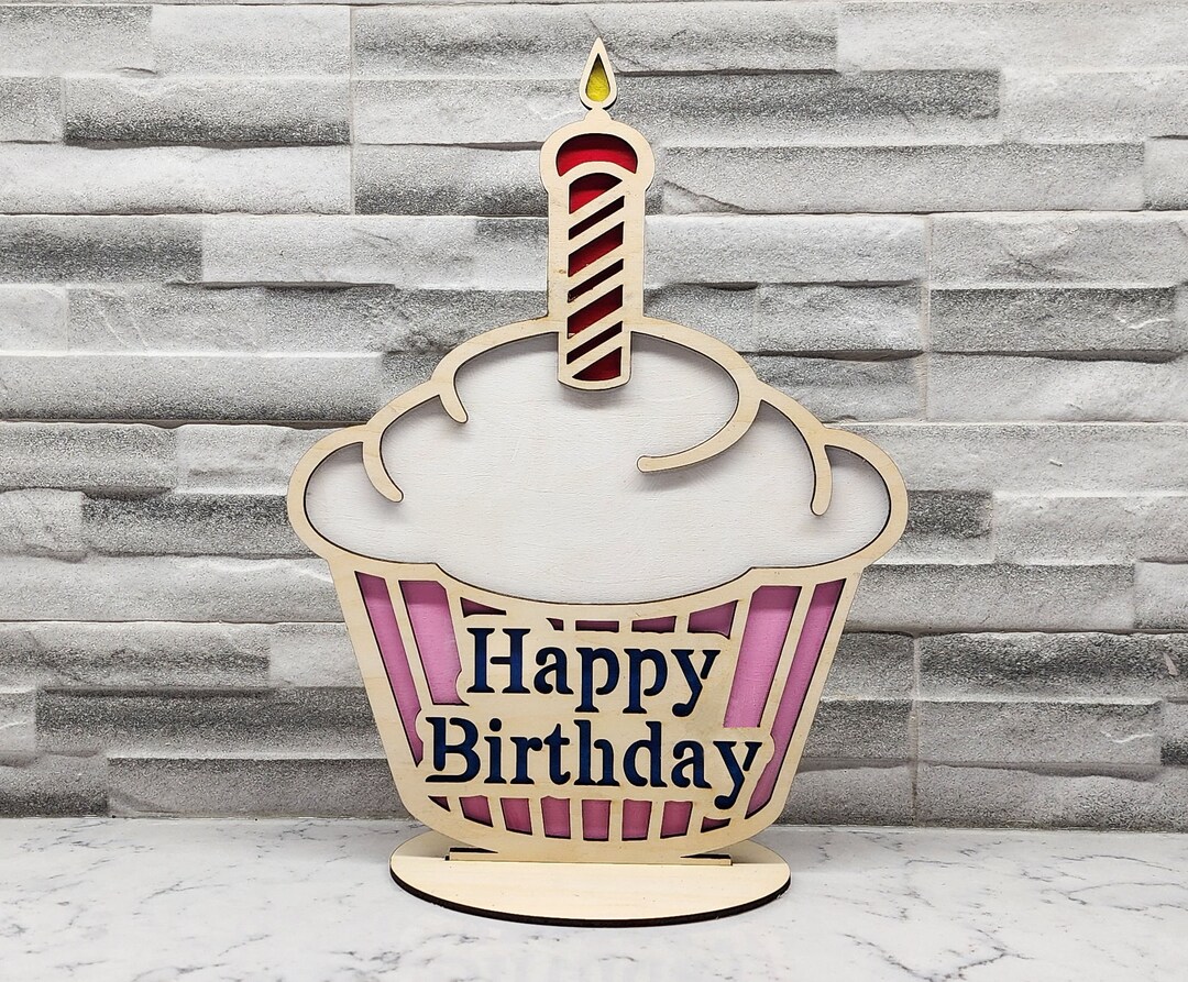 Happy Birthday Table Centerpiece Laser Cut File for 3mm Wood, Available ...