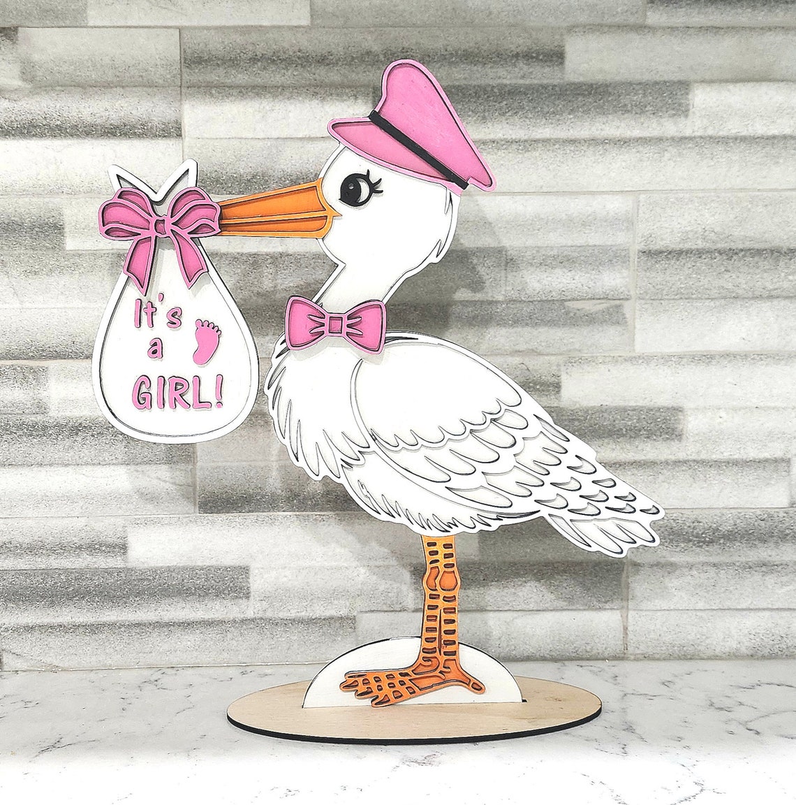 It's a Girl! Stork Table Centerpiece Laser Cut File for 3mm Wood ...