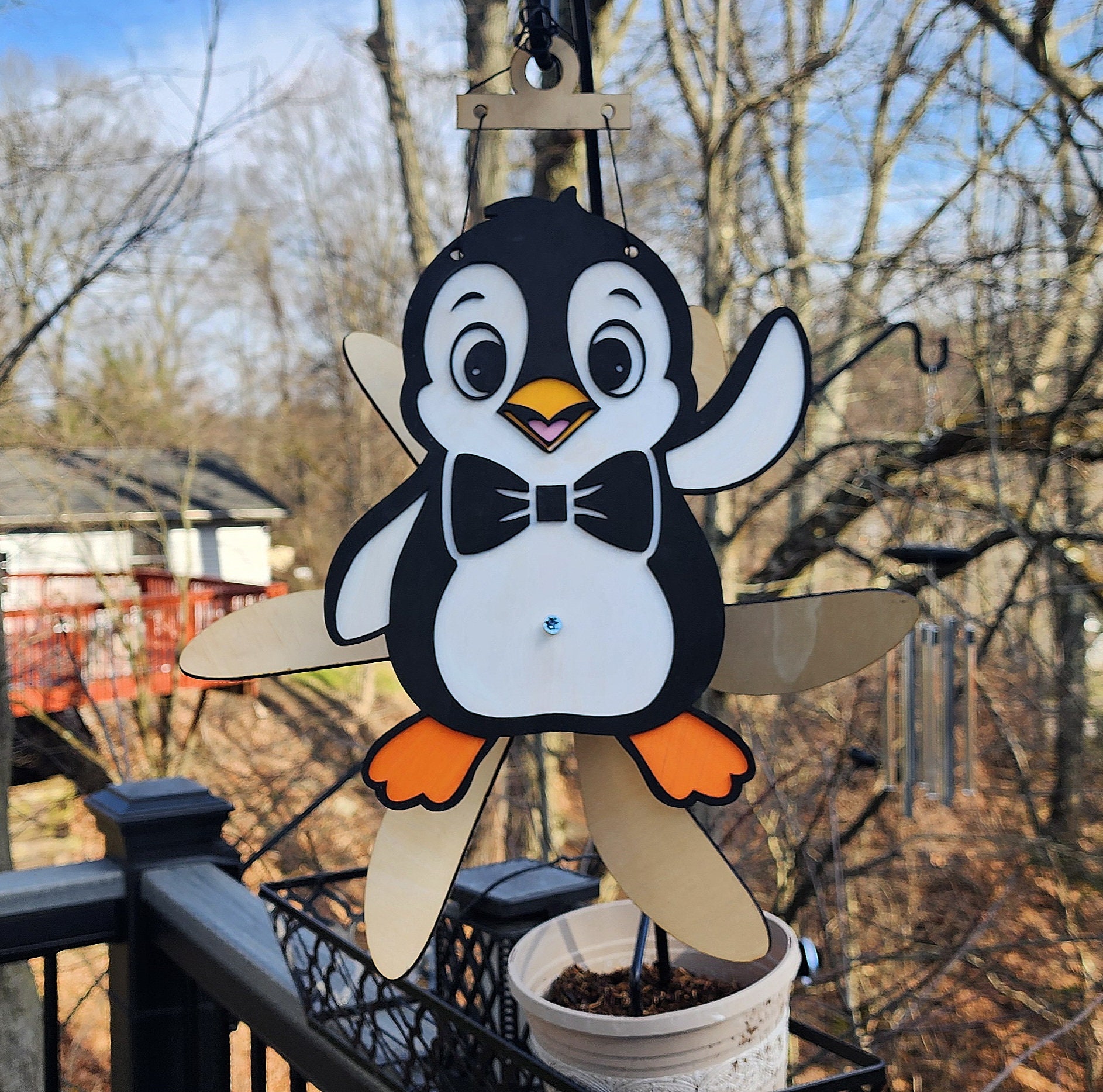 Penguin Wind Spinner, Laser Cut File for 3mm Wood, SVG Instant Download ...
