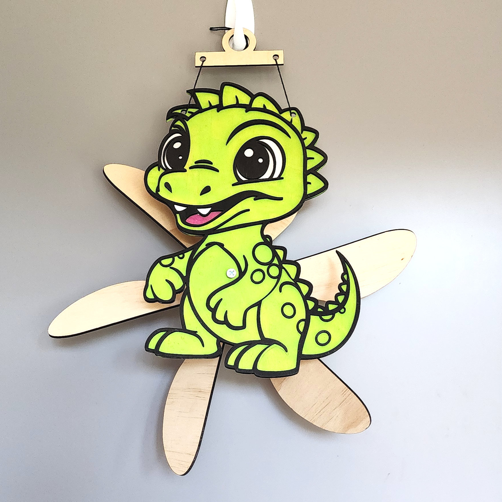 Dinosaur Wind Spinner, Laser Cut File for 3mm Wood, SVG Instant ...